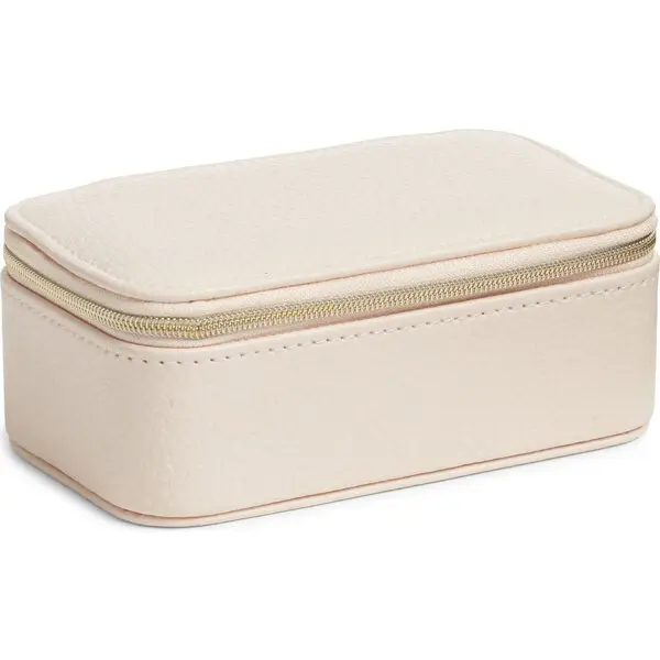 Nordstrom Rectangle Zip Jewelry Box - Blush Pebble
