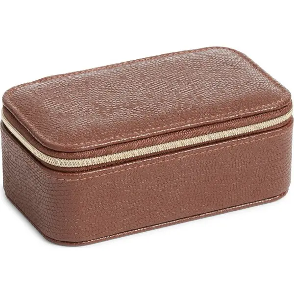 Nordstrom Rectangle Zip Jewelry Box - Chocolate Texture