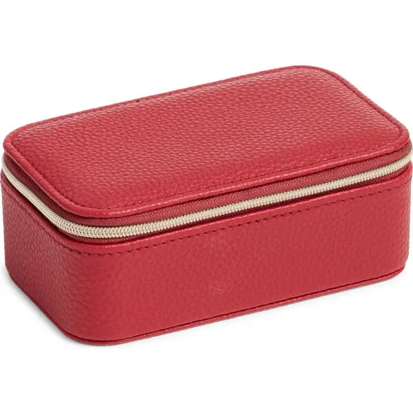Nordstrom Rectangle Zip Jewelry Box - Red Pebble