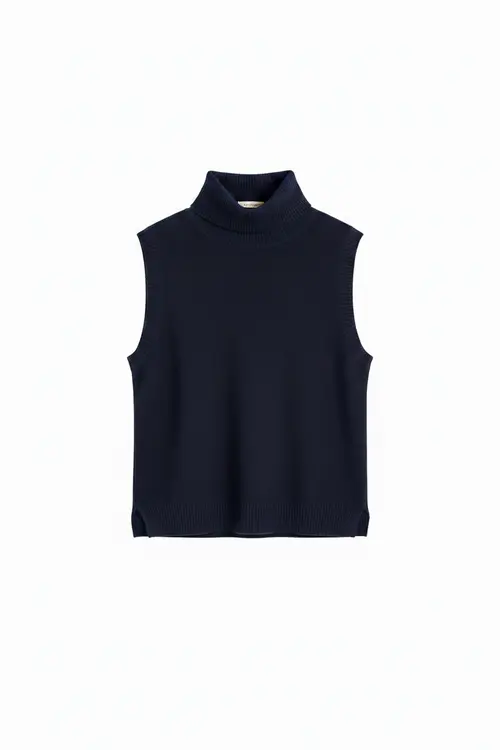 Chinti & Parker Wool-cashmere High-neck Tank - Navy