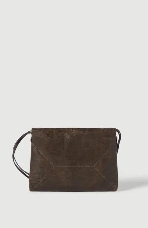 Brunello Cucinelli Pouch Bag In Lizard-effect Calfskin - Rust Brown