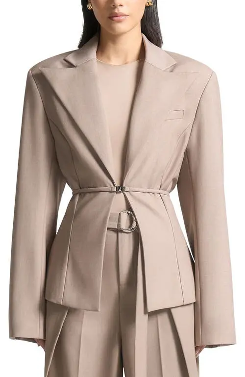Manière De Voir Wide Shoulder Tailored Blazer With Twin Belt