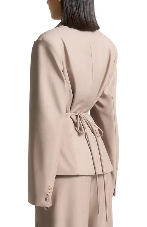 Manière De Voir Wide Shoulder Tailored Blazer With Twin Belt