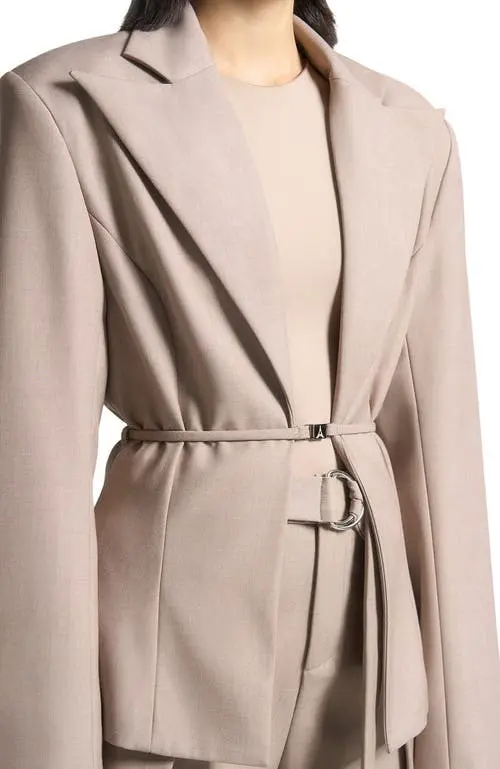 Manière De Voir Wide Shoulder Tailored Blazer With Twin Belt
