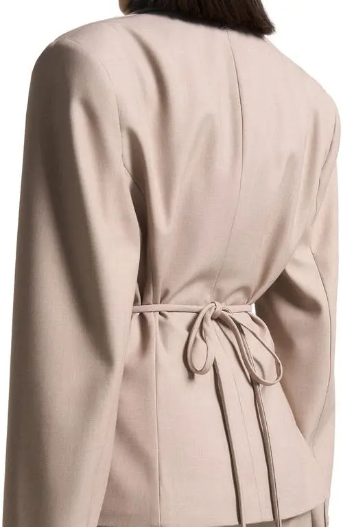 Manière De Voir Wide Shoulder Tailored Blazer With Twin Belt