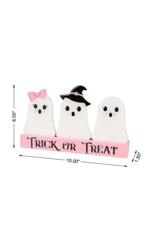 GLITZHOME 10"l Halloween Wooden Epoxy Ghosts Table Decor