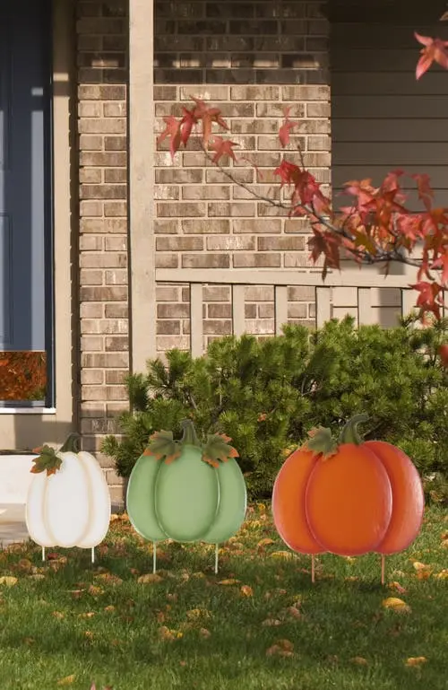 GLITZHOM Set Of 3 Fall Stacked Pumpkin Yard Stakes