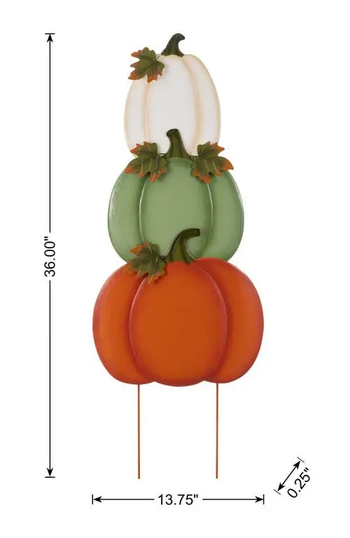GLITZHOM Set Of 3 Fall Stacked Pumpkin Yard Stakes