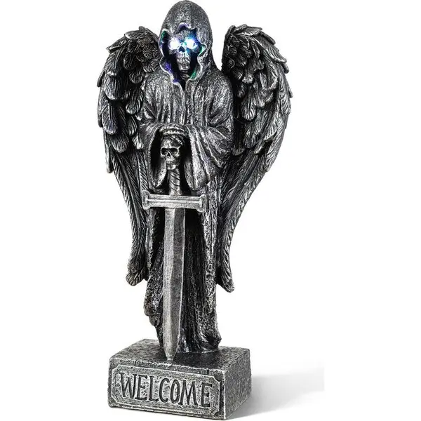 GLITZHOME Halloween Lighted Resin Grim Reaper Skulls Candles Table Decor With Timer - Black
