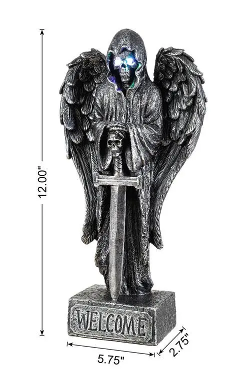 GLITZHOME Halloween Lighted Resin Grim Reaper Skulls Candles Table Decor With Timer