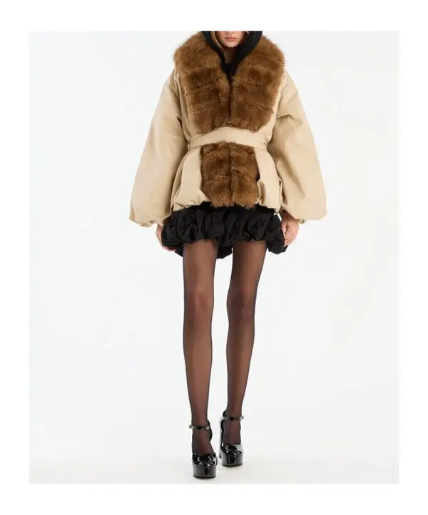 ROTATE BY BIRGER CHRISTENSEN Faux Fur Collar Jacket