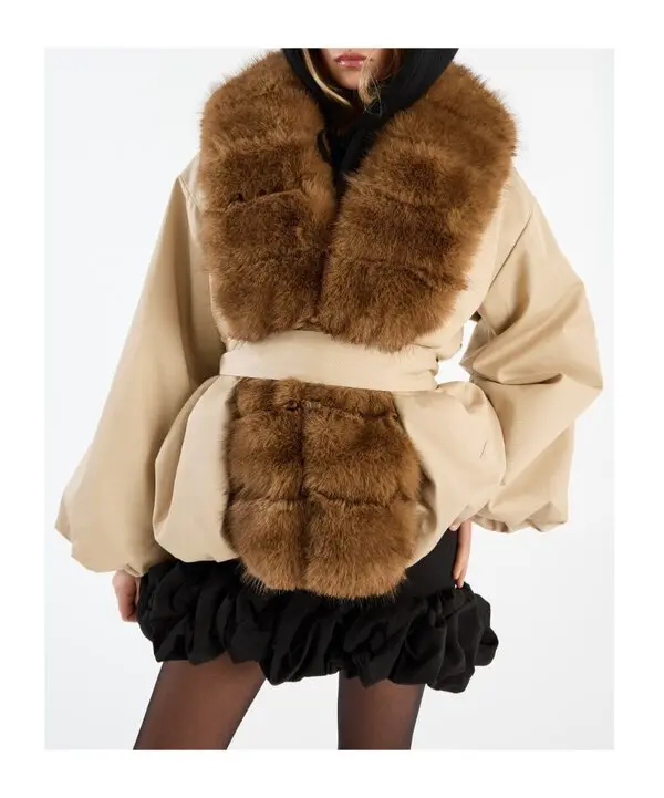 ROTATE BY BIRGER CHRISTENSEN Faux Fur Collar Jacket