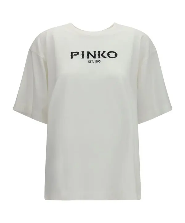 Pinko Logo And Graphic Print T-shirt - White