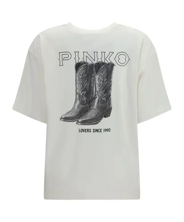Pinko Logo And Graphic Print T-shirt - White