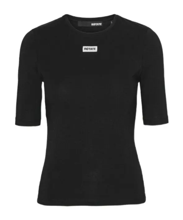 ROTATE BY BIRGER CHRISTENSEN Logo Patch Crewneck T-shirt - Black