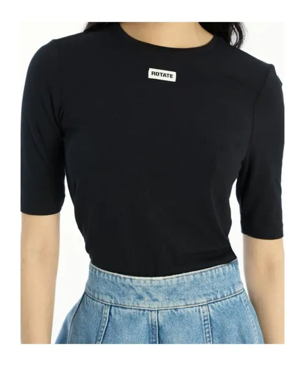 ROTATE BY BIRGER CHRISTENSEN Logo Patch Crewneck T-shirt