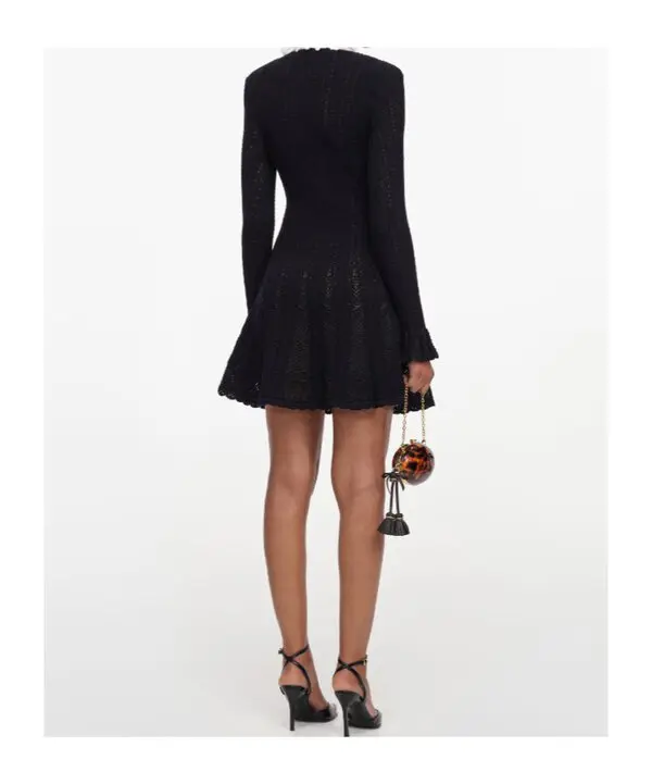 SELF-PORTRAIT Lace Trim Knit Mini Dress