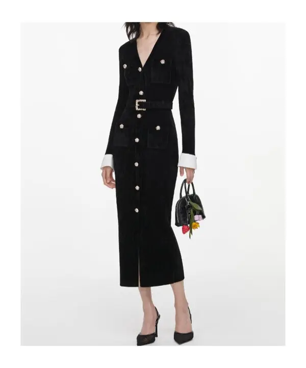 SELF-PORTRAIT Chenille Knit Midi Dress