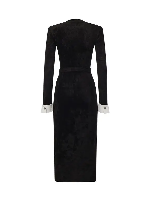 SELF-PORTRAIT Belted Buttoned Midi Dress