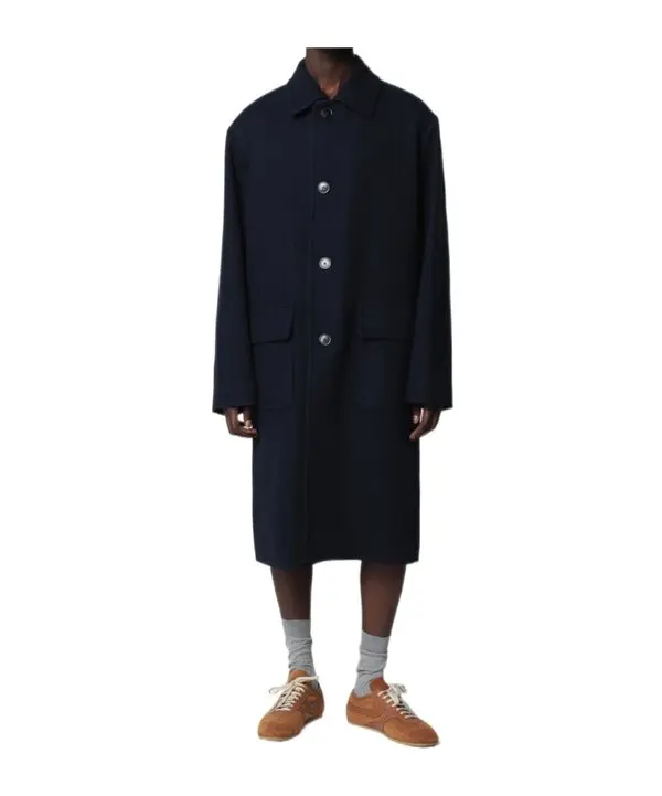 Dries Van Noten Single-breasted Wool Coat - Navy Blue
