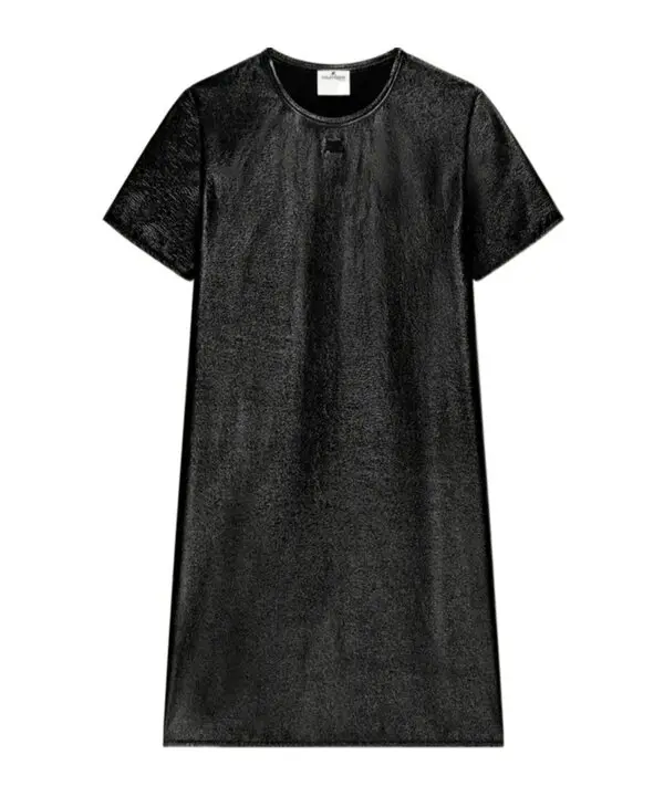 COURREGES Vinyl-effect Short-sleeve Mini Dress