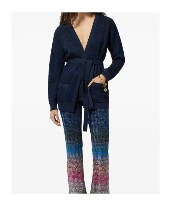 Missoni Zigzag-knit Belted Cardigan