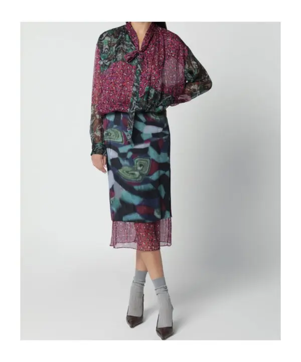 Dries Van Noten Silk-blend Printed Midi Skirt