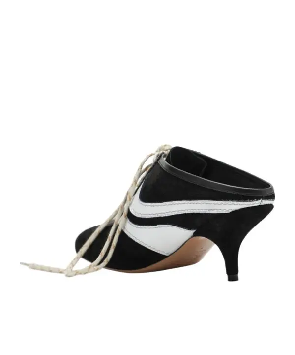 Dries Van Noten Mules 65 In Black And White Suede And Leather - Black White
