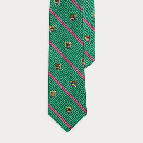 Ralph Lauren Striped Silk Neck Tie With Crest