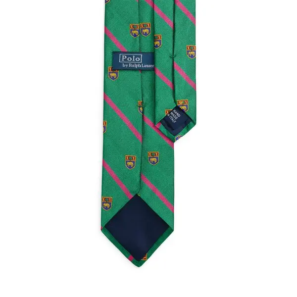 Ralph Lauren Striped Silk Neck Tie With Crest