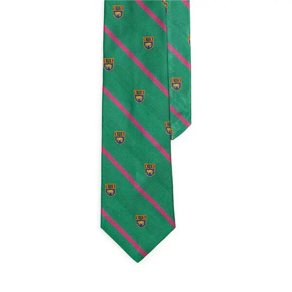 Ralph Lauren Striped Silk Neck Tie With Crest
