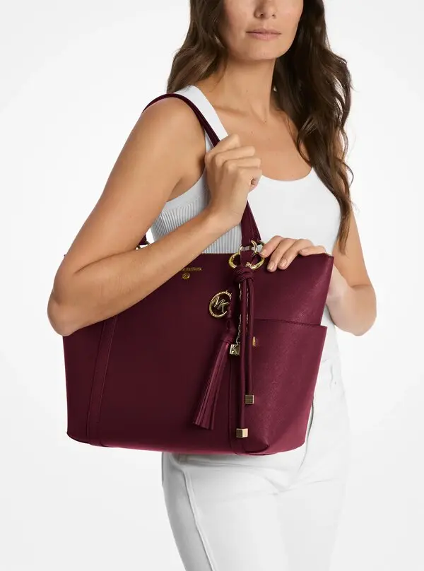 Michael Kors Gold-tone And Cord Bag Charm - Purple