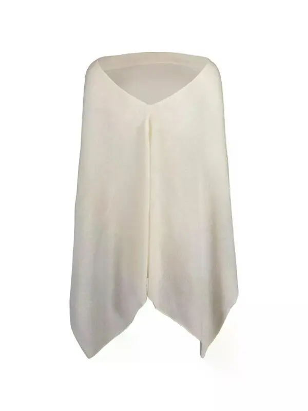 Minnie Rose Ruana Cashmere Poncho - White