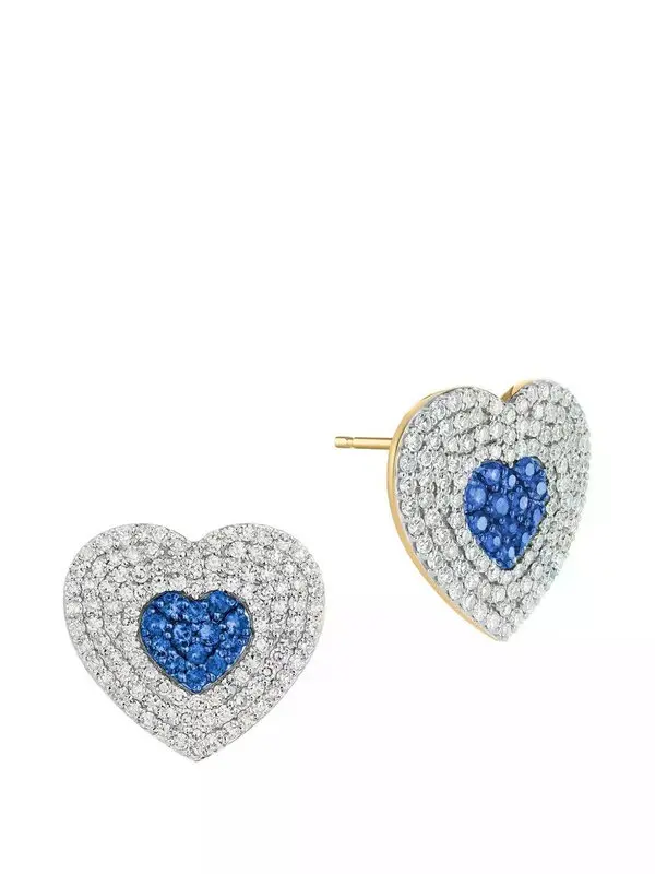 Phillips House Heart Motif Sapphire And Diamond Earrings