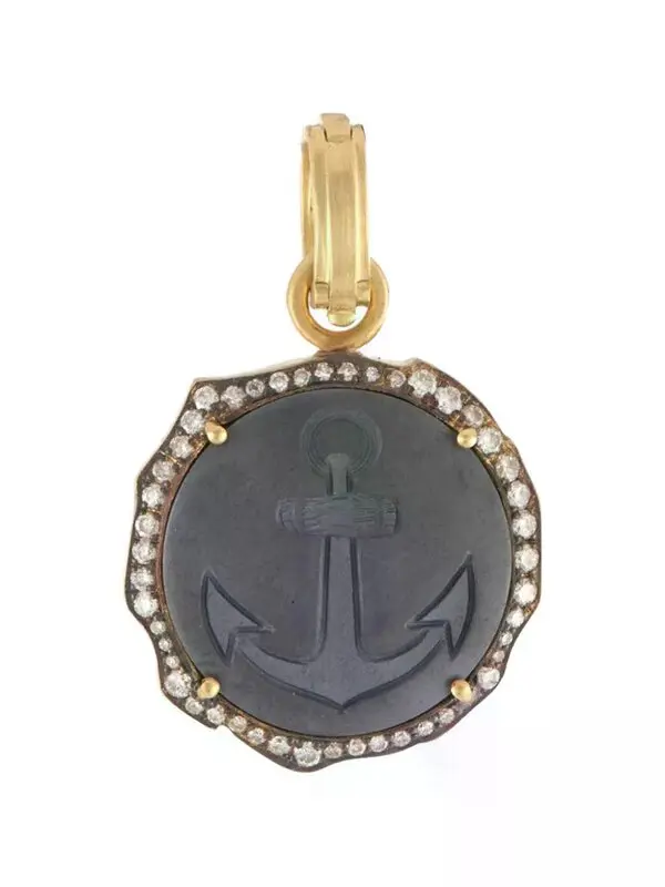SYLVA & CIE 18k Yellow Hematite And Diamond Anchor Motif Pendant - Gold