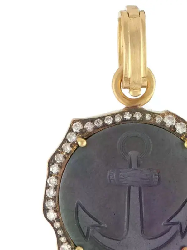 SYLVA & CIE 18k Yellow Hematite And Diamond Anchor Motif Pendant