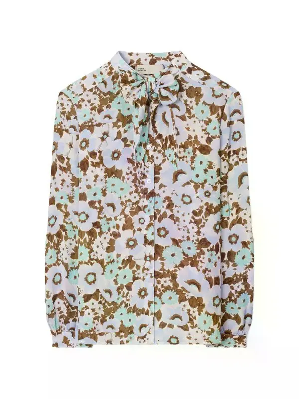 Tory Burch Printed Viscose Bow Blouse