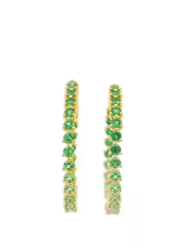 LISA NIK Tsavorite And Garnet Hoop Earrings