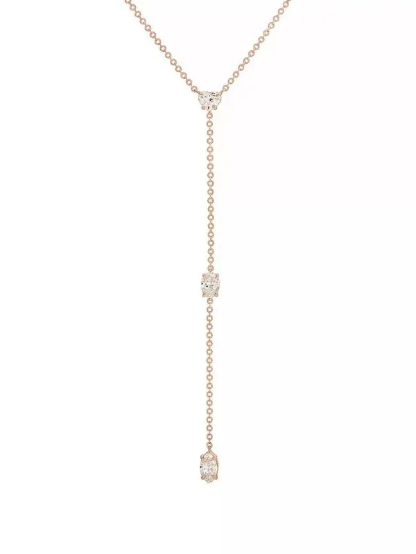 ANITA KO Diamond Heart And Oval Lariat Necklace - Pink
