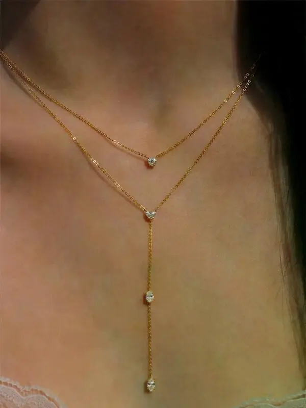 ANITA KO Diamond Heart And Oval Lariat Necklace