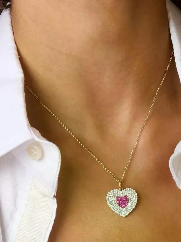 Phillips House 18k Yellow Pink Sapphire And Diamond Heart Necklace - Gold