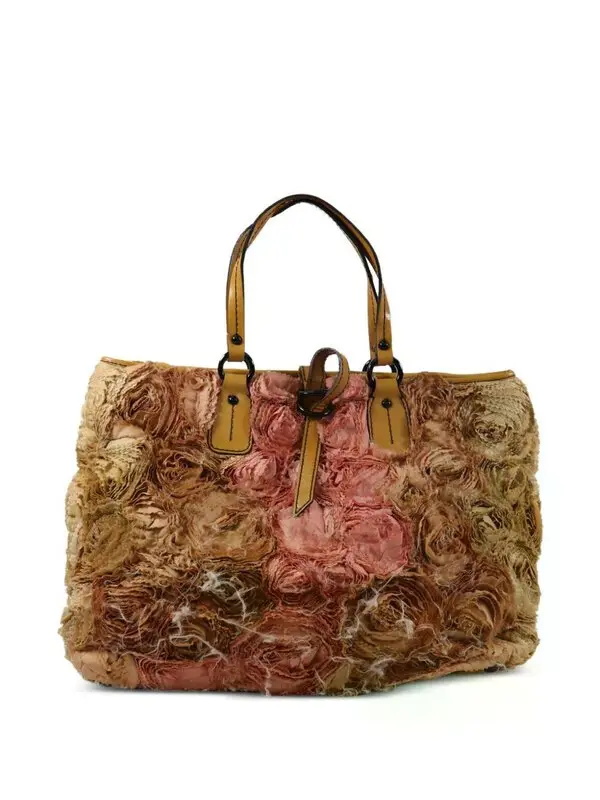 Valentino Garavani Floral Appliqué Leather Trim Tote Bag