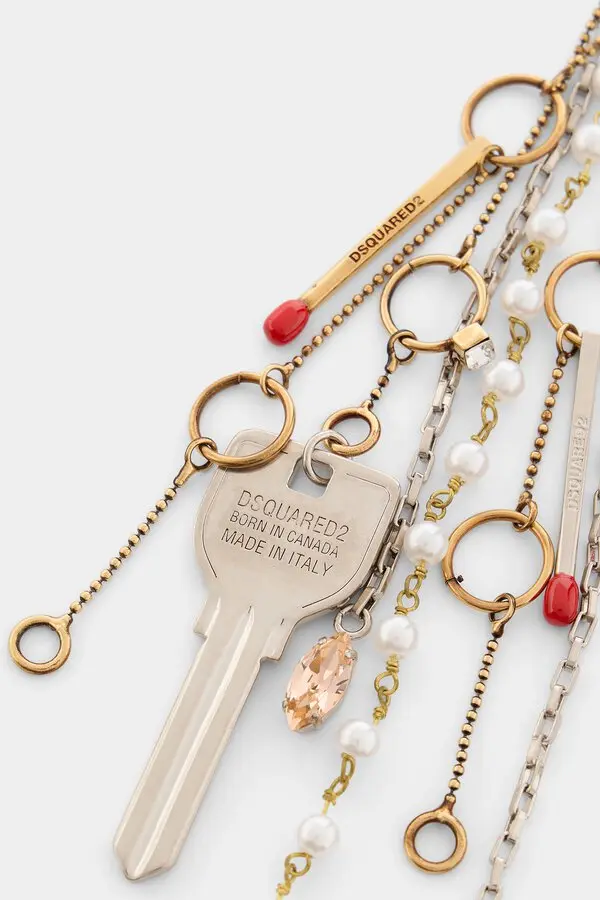 Dsquared2 Charm Earrings With Key And Matchstick Motifs