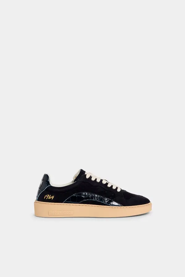 Dsquared2 Suede And Croc-effect Leather Low-top Sneakers - Blue