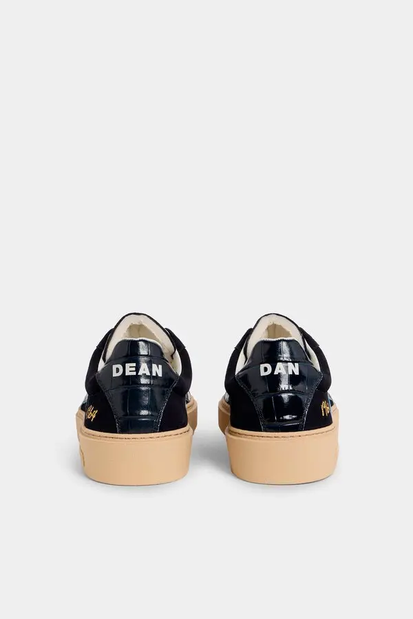 Dsquared2 Suede And Croc-effect Leather Low-top Sneakers - Blue
