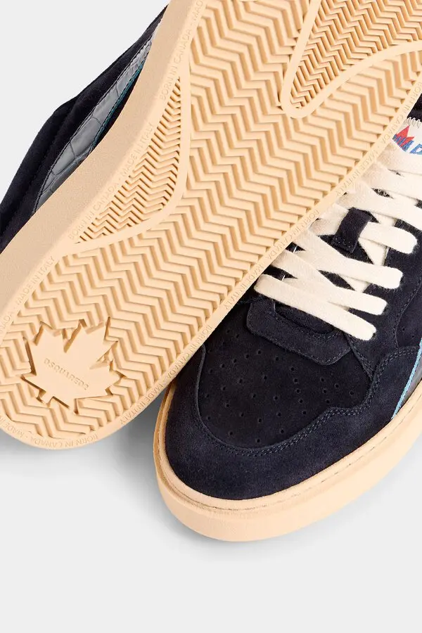 Dsquared2 Suede And Croc-effect Leather Low-top Sneakers - Blue