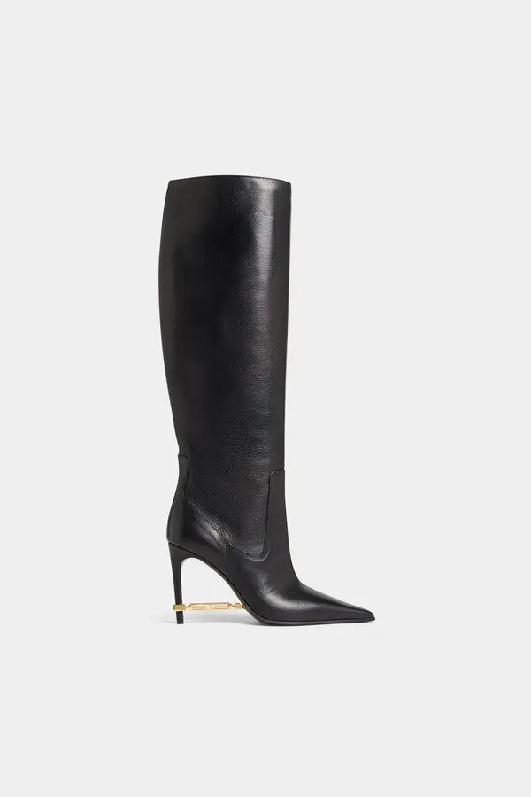 Dsquared2 Metal Bar Heeled Boots - Black