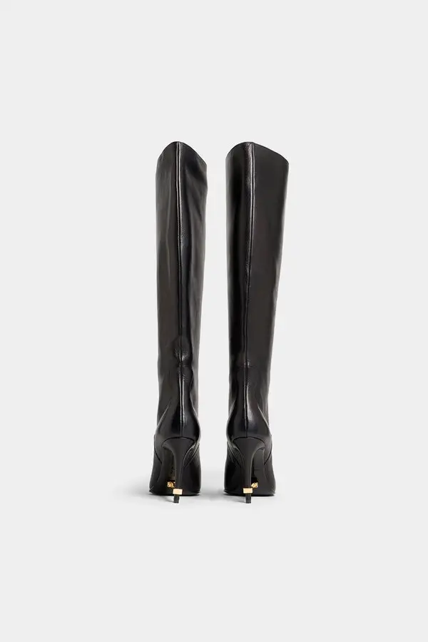 Dsquared2 Knee-high Stiletto Boots With Metal Bar Detail - Black