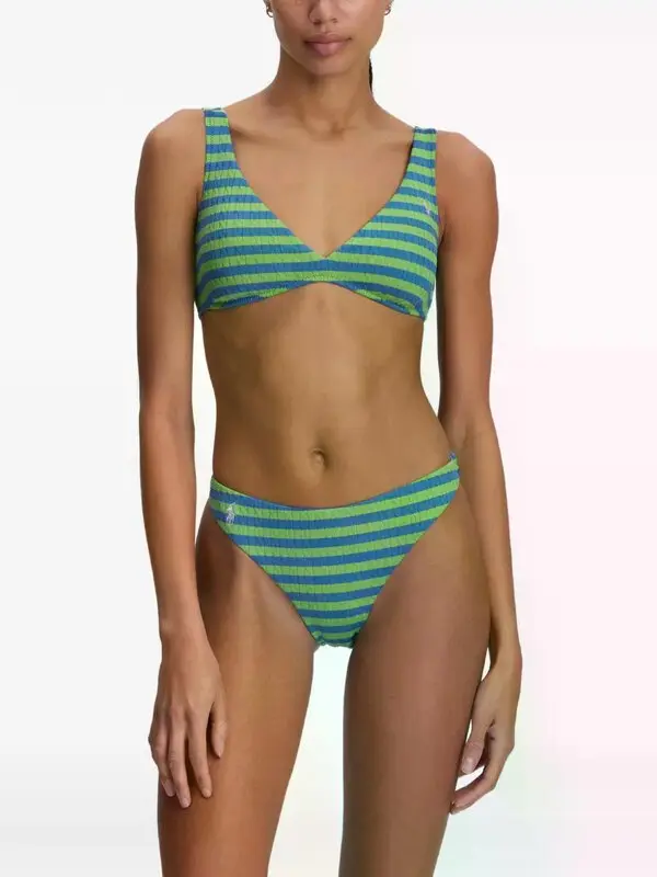 Polo Ralph Lauren V-neck Striped Bikini Top - Blue