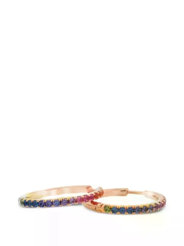 LISA NIK Rainbow Sapphire Hoop Earrings